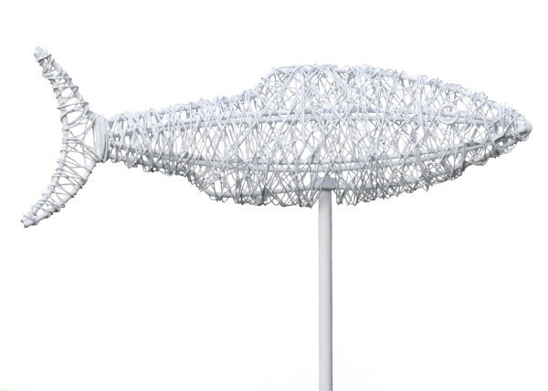 Wire Fence With Metal Fish