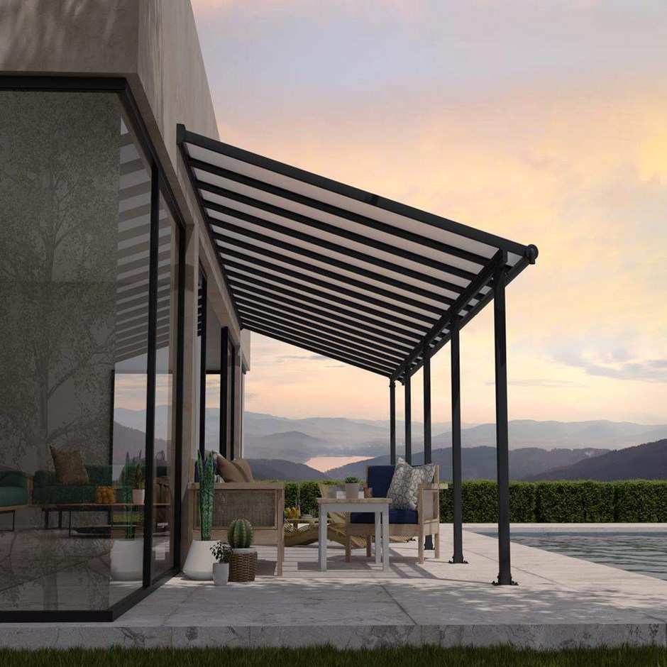 Buy Palram - Canopia Olympia Patio Cover 3 x 9.15 Grey - Clear 10' x 30 ...