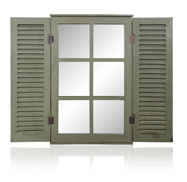 Buy 2ft 4in x 1ft 6in Country Window Glass Garden Mirror with Shutters by Reflect Delivery by Primrose