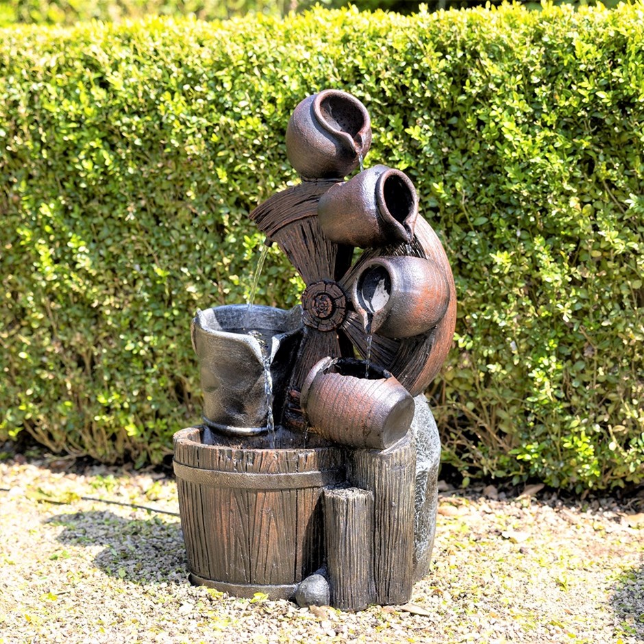 Buy Santana Cascading Bowls Windmill & Bucket Water Feature With LED ...