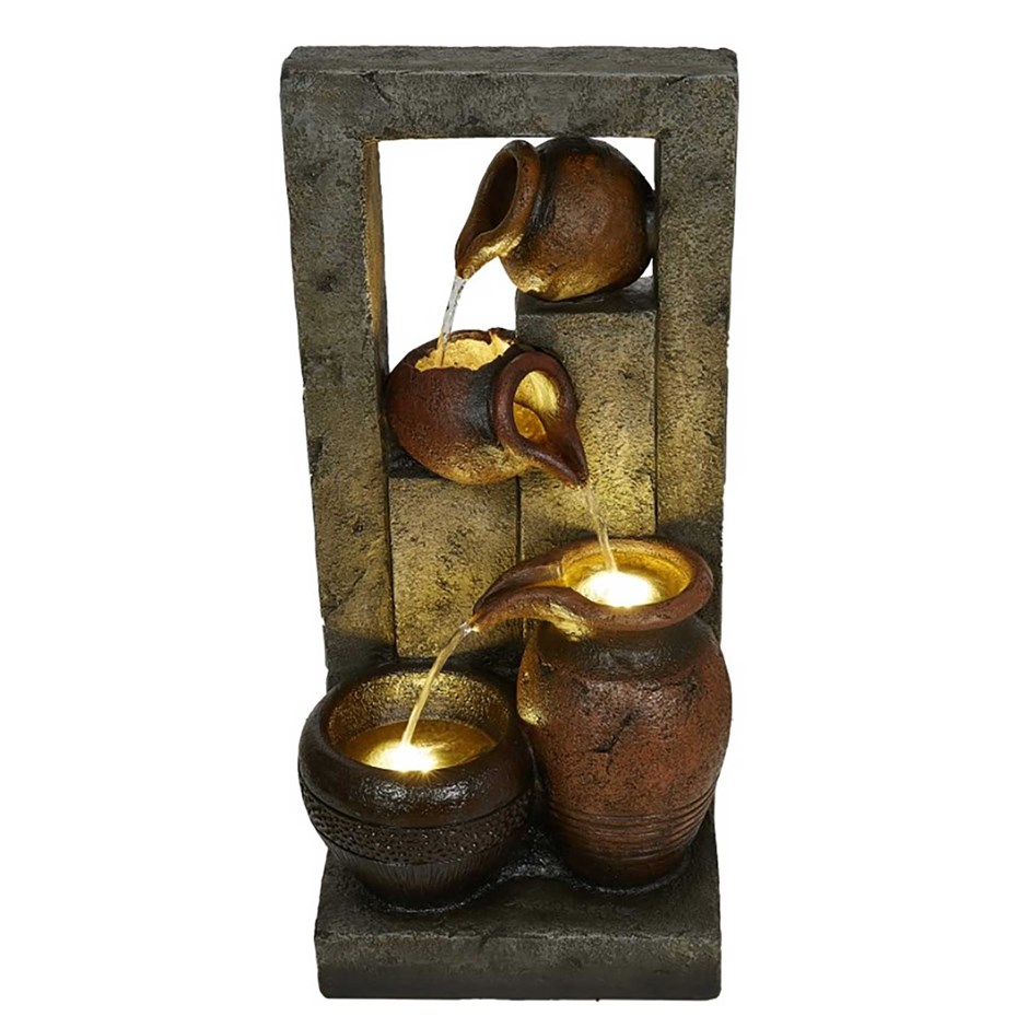 Buy Vilamoura 3-Tier Pouring Pots Water Feature With LED Lights ...