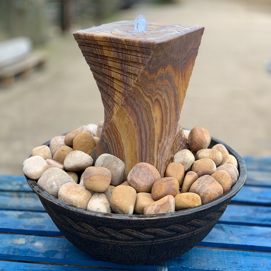 Buy Rainbow Twist Column In Lotus Bowl Water Feature With LED Lights ...