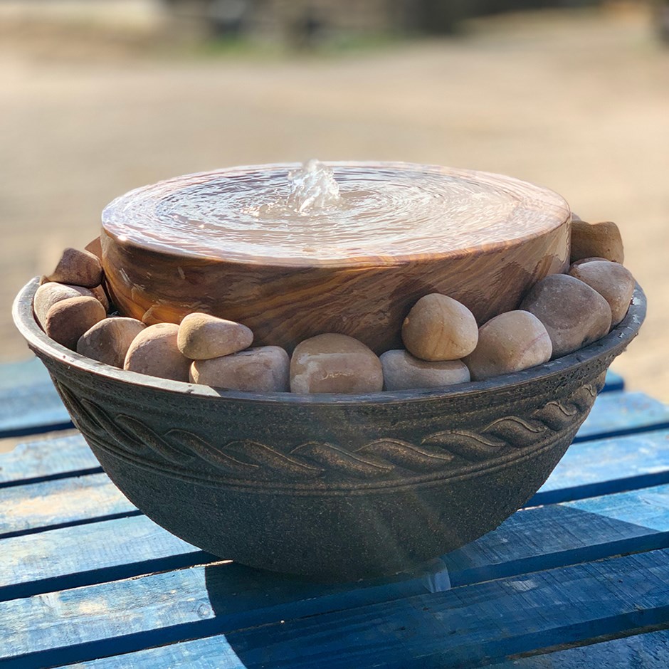 Buy Rainbow Sandstone Bowl In Lotus Bowl Water Feature With LED Lights ...