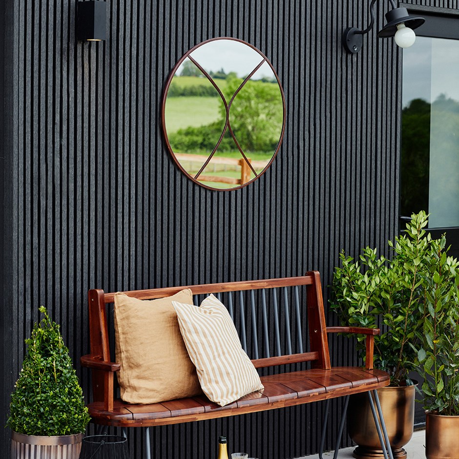 Buy Outdoor Circular Mirror in Natural Rust | 90cm: Delivery by Primrose