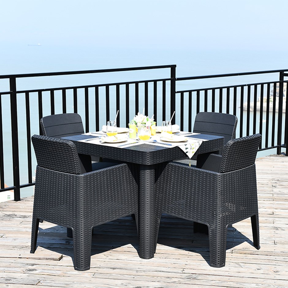 Buy Faro Black Square Garden Table Dining Set | 4 Seater ...