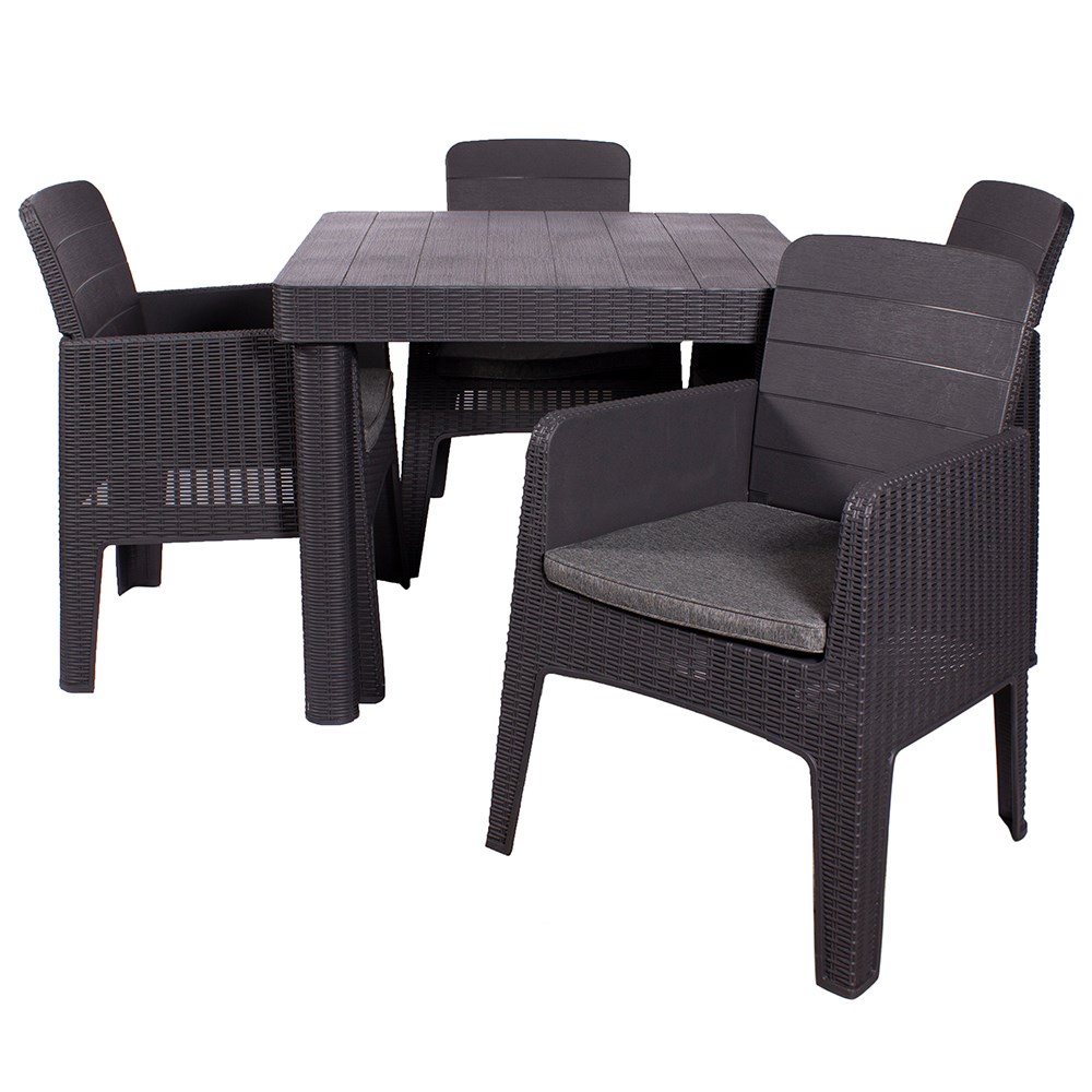 Buy Faro Black Square Garden Table Dining Set | 4 Seater ...