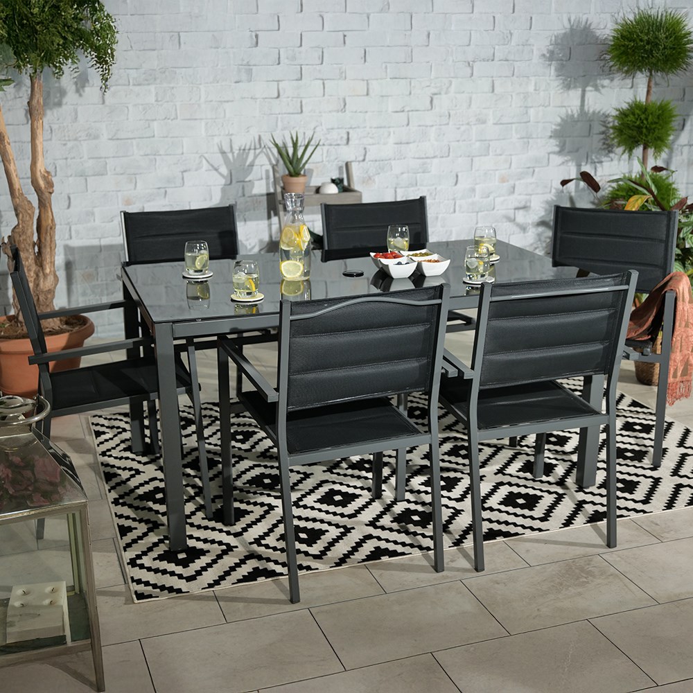 Buy Sorrento Garden Dining Set With Parasol | 6 Seater| Aluminium ...
