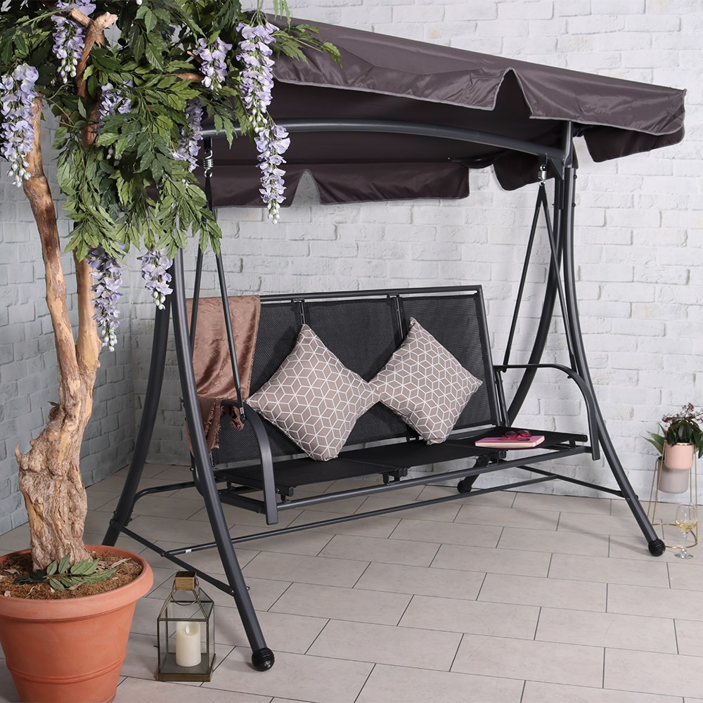 Buy Sorrento Black Garden Swing Hammock | 3 Seater | Aluminium ...