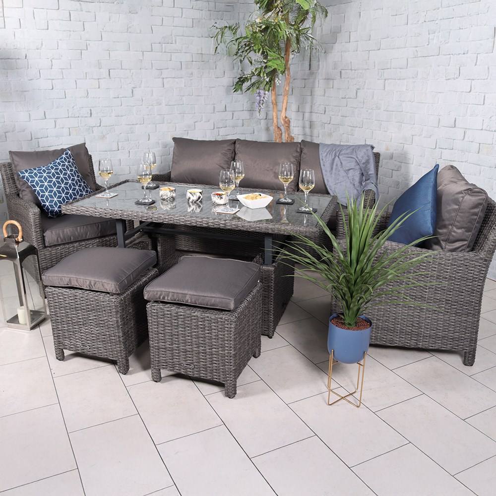 Buy Paris Deluxe Sofa Dining Set | 7 Seater | Synthetic Rattan ...