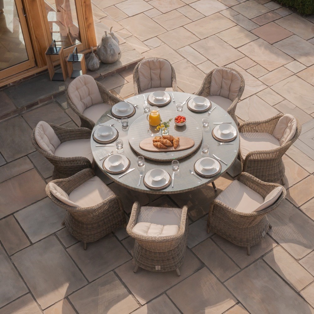 Buy Winchester Round Dining Set, Heritage Chairs & Lazy Susan|Rattan|8 ...