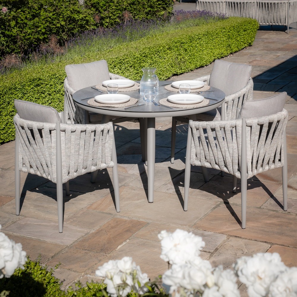 Buy Milan 4 Seat Round Dining Set | Rope Weave | 4 Seater: Delivery by ...