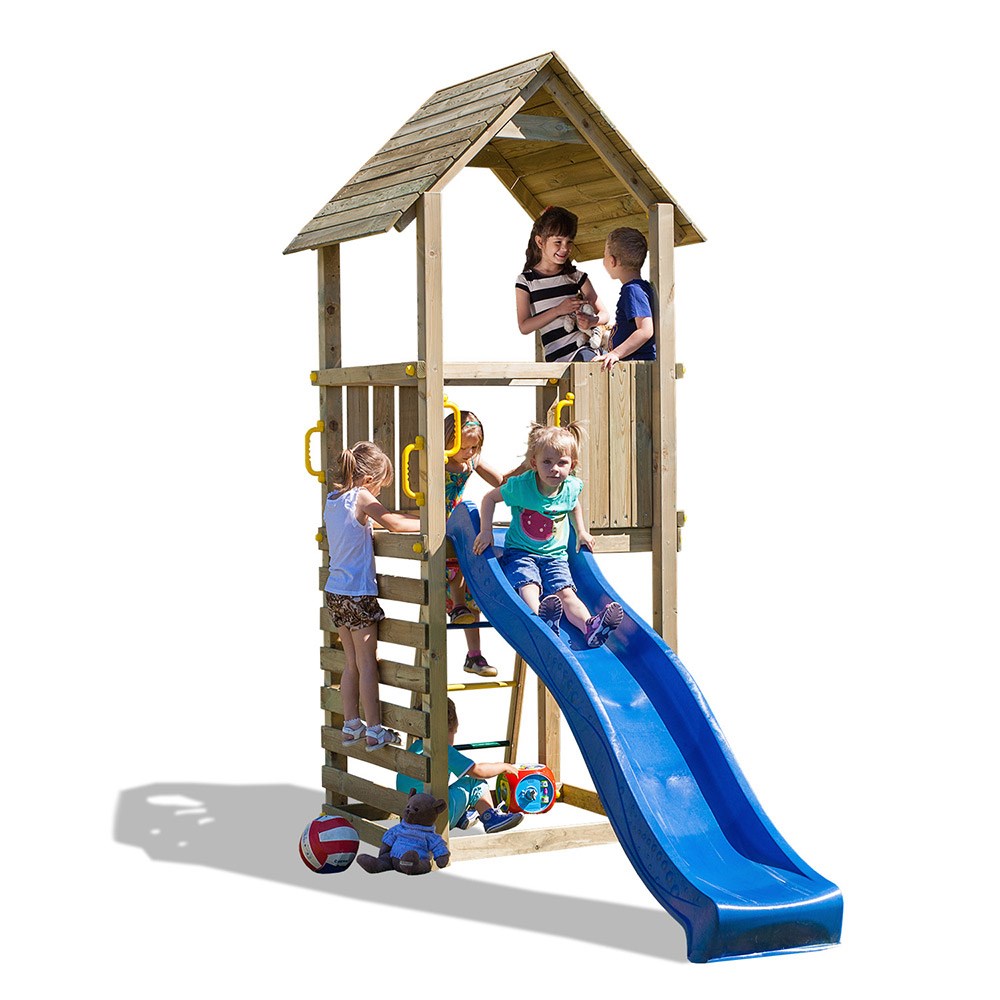 Buy Adventure Peaks Wooden Fortress Climbing Frame with Slide: Delivery ...