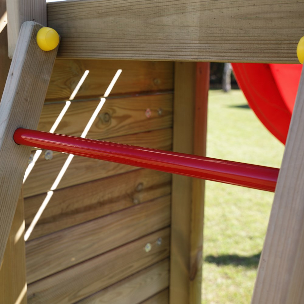 Buy Rumble Ridge Wooden Rock Wall Climbing Frame with Single Swing ...