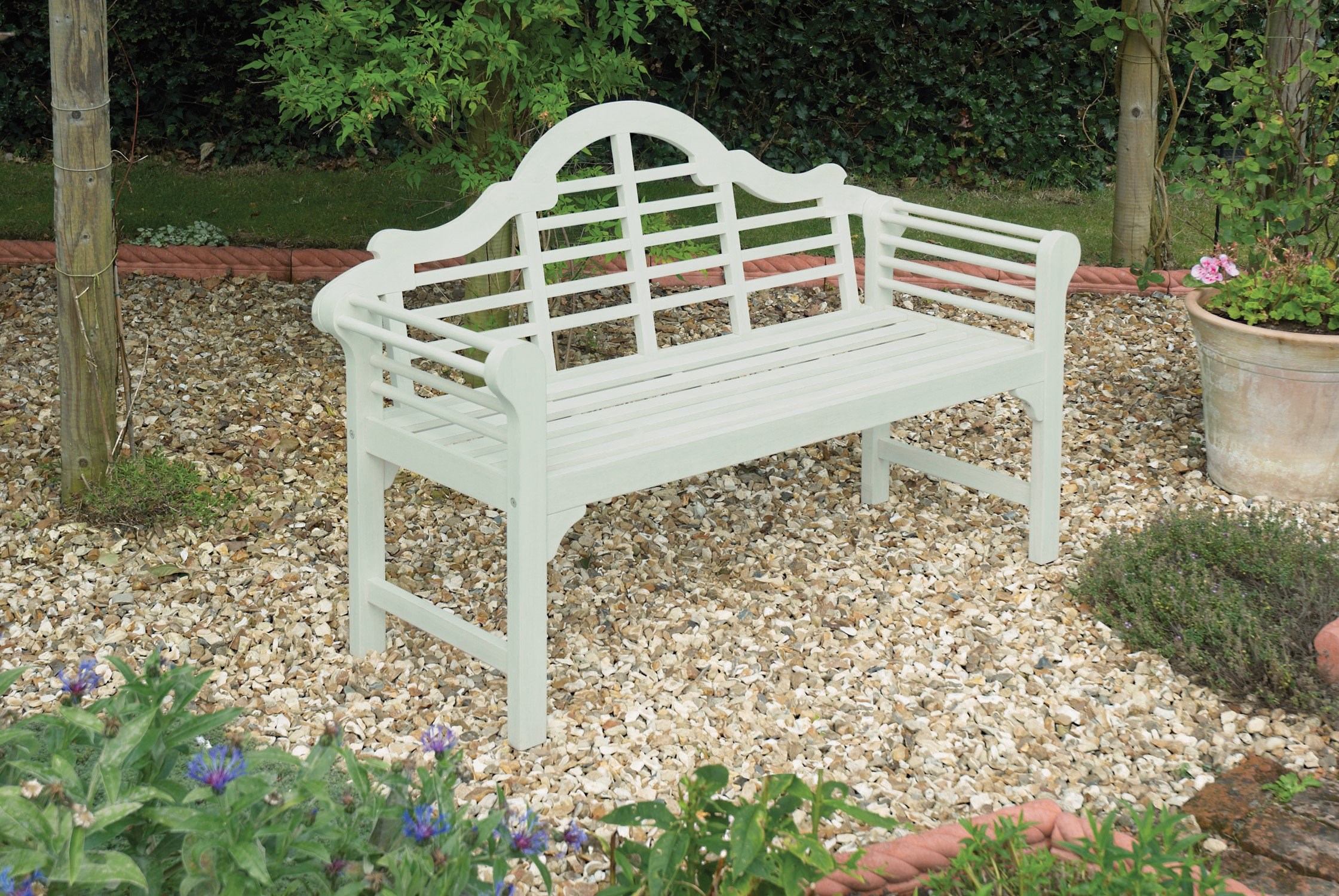 Buy Forest White Lutyens-Style Garden Bench 130cm: Delivery by Primrose