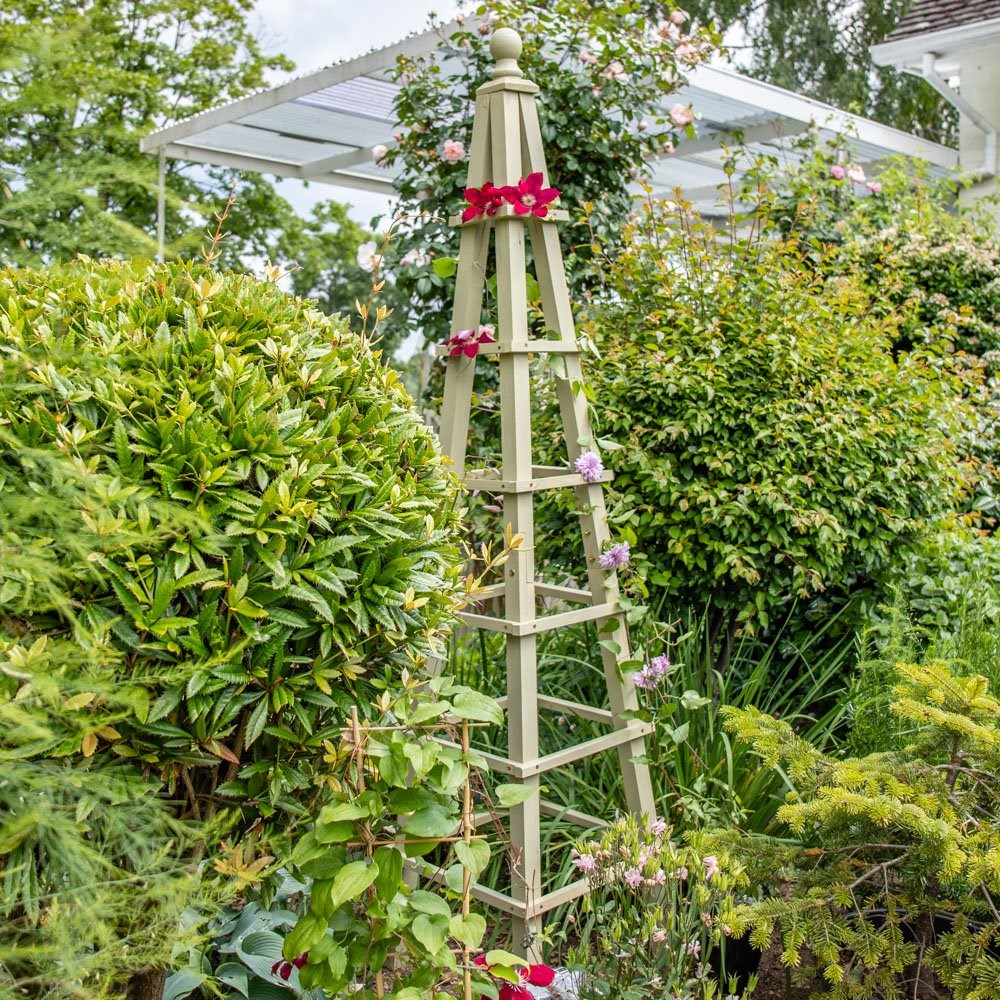 Buy 155cm Premium Sage Wooden Obelisk Plant Support by Lacewing ...