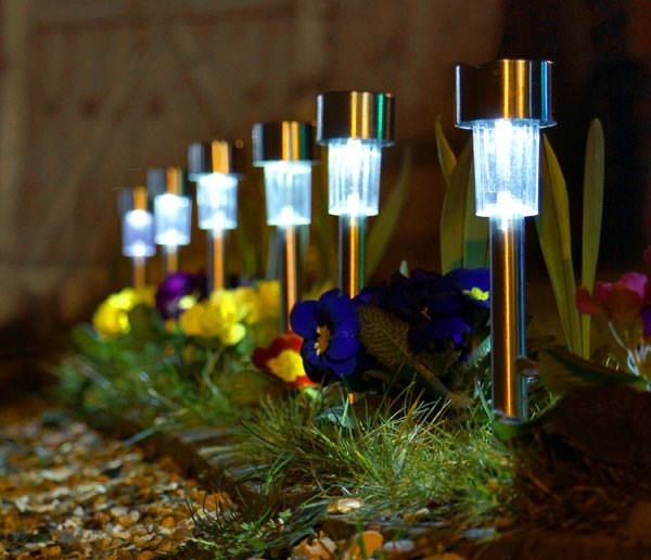 Buy Set of 6 Stainless Steel Solar Border Lights by Solaray: Delivery ...